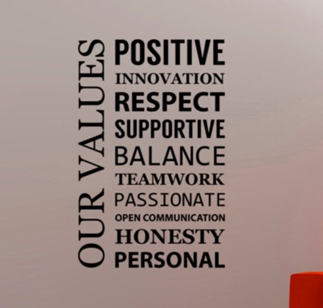 Office Wall Decal Vinyl Sticker Our Values Quote Inspirational Words ...