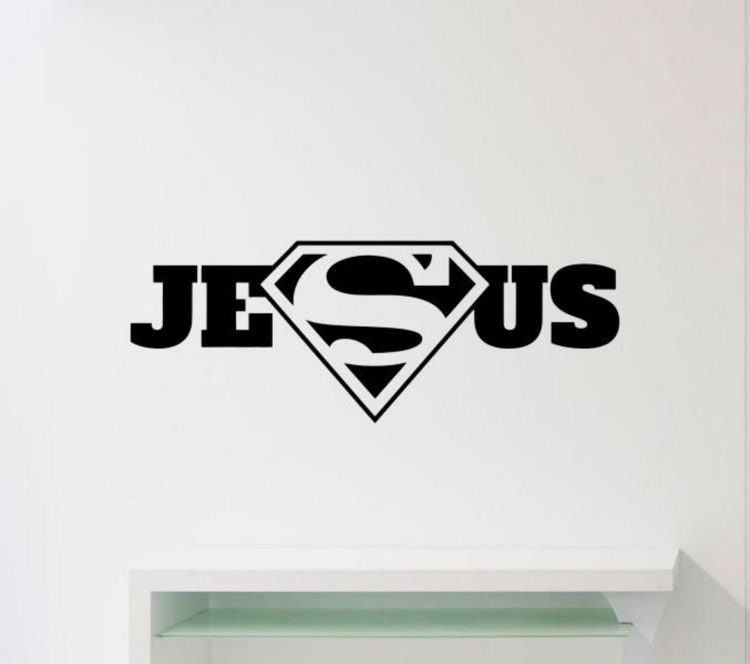 Super Jesus Wall Decal Vinyl Sticker Jesus Christ Super Hero Decor ...