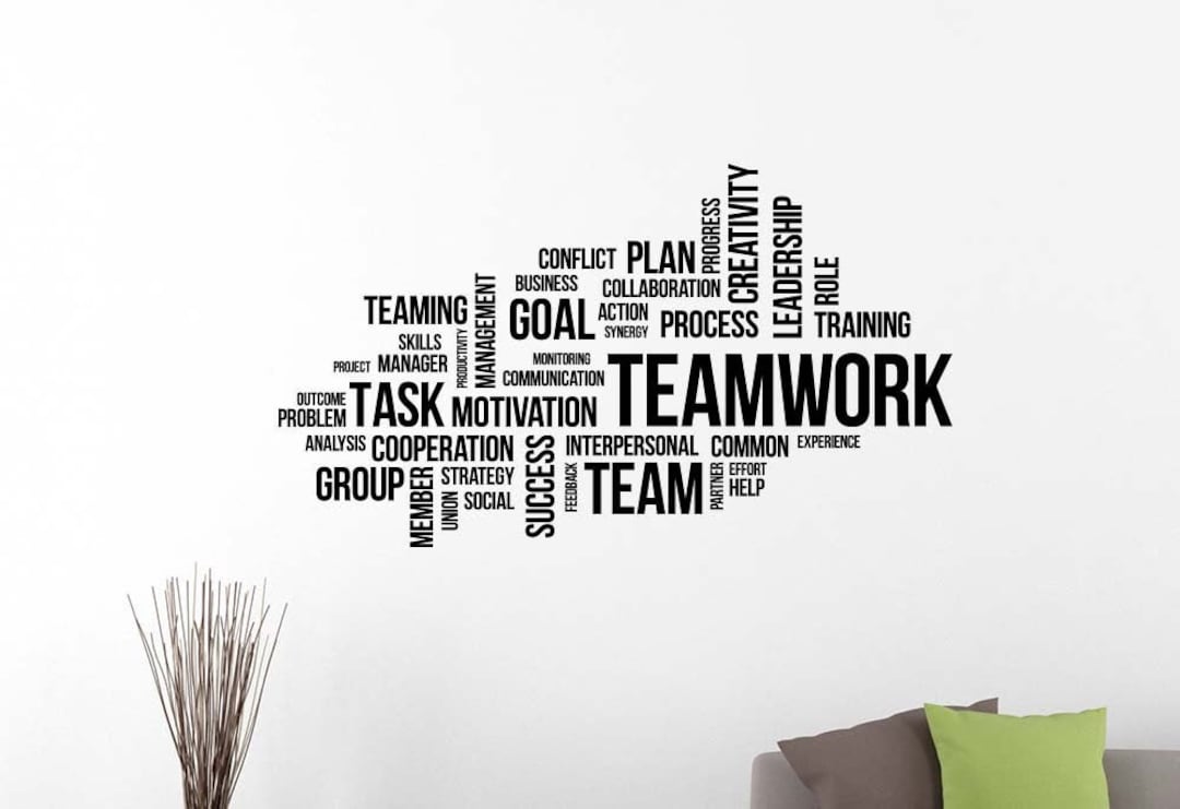 Teamwork Word Cloud Wall Decal Business Inspirational Vinyl Sticker ...