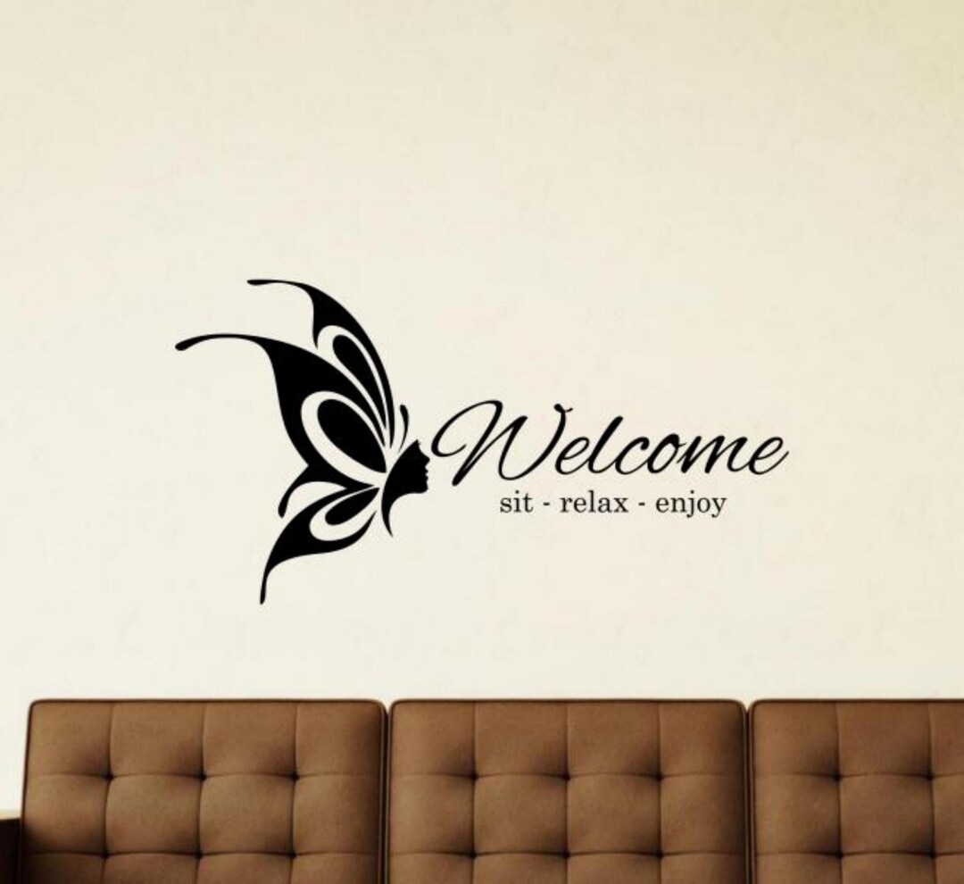 Welcome Sit Relax Enjoy Wall Decal Vinyl Sticker Beauty Salon Spa Decor ...