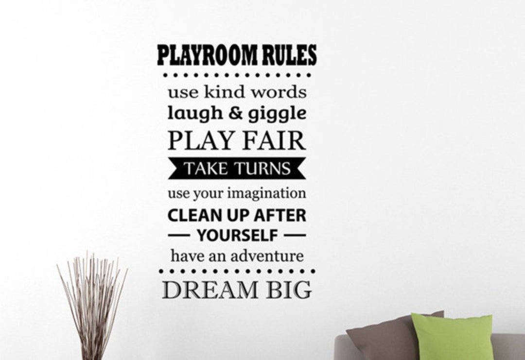 Playroom Rules Wall Decal Funny Daily Inspirational Quotes Vinyl ...