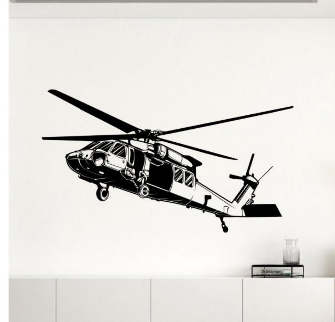 Black Hawk Helicopter Wall Decal Vinyl Sticker Military Air Forces ...