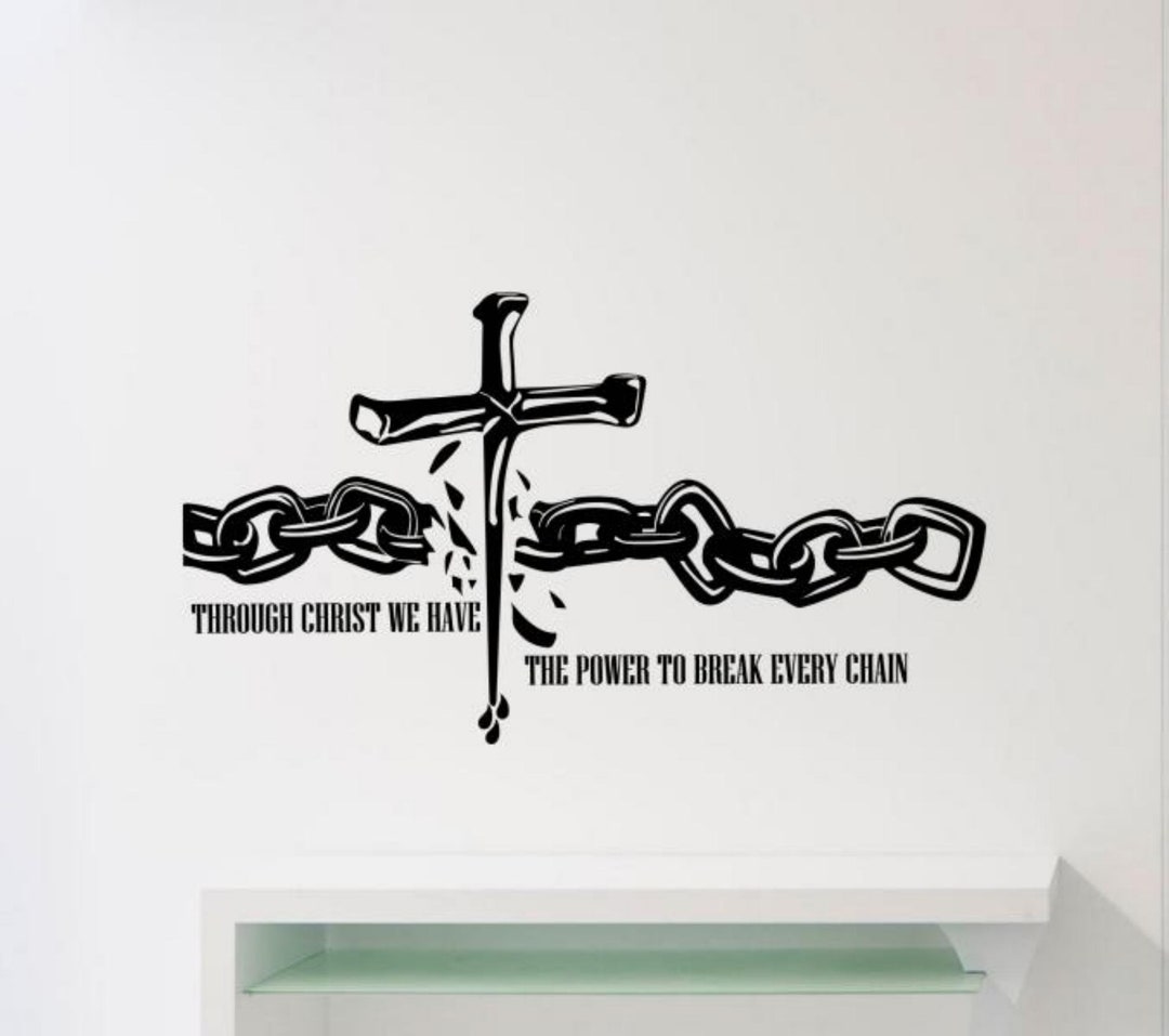 Jesus Wall Decal Vinyl Sticker Cross Decor Faith Wall Art Through ...