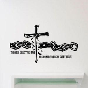 Jesus Wall Decal Vinyl Sticker Cross Decor Faith Wall Art Through ...