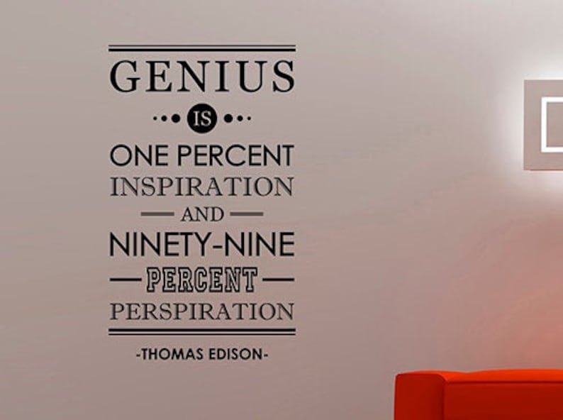 Genius is One Percent Thomas Edison Inspirational Quote Wall - Etsy