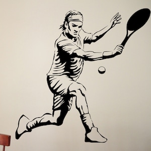 Tennis Player Wall Sticker Roger Federer Vinyl Decal Home Gym Interior ...