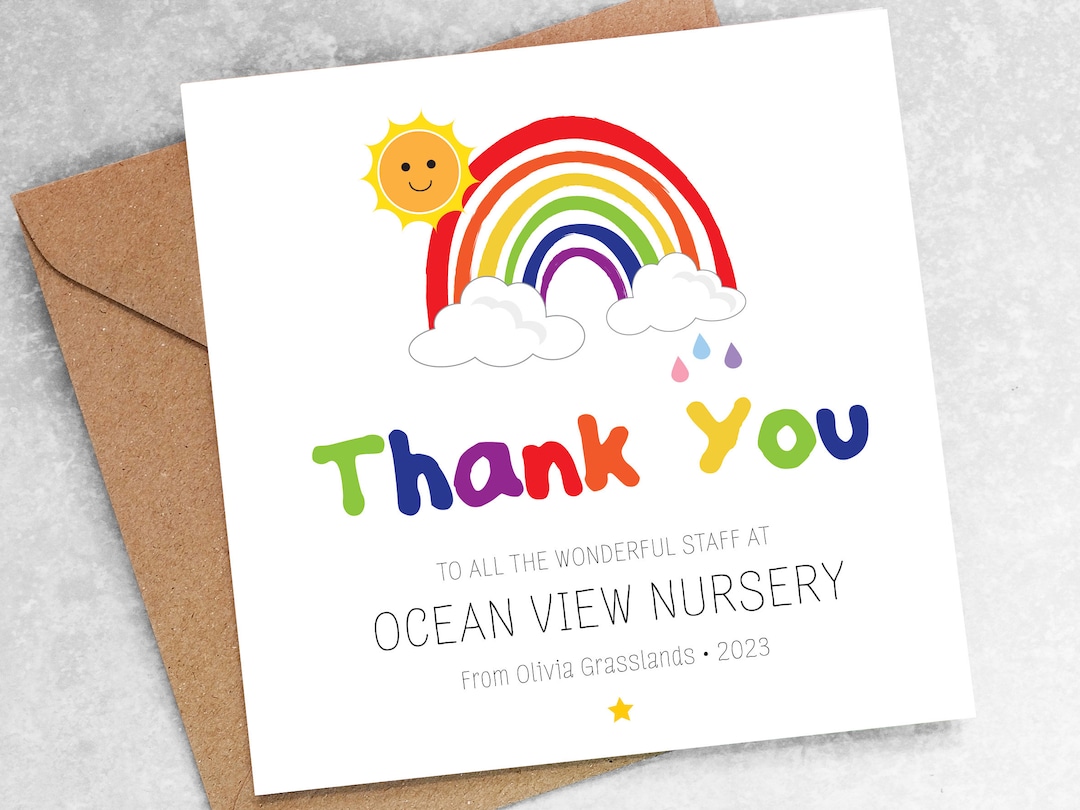 THANK YOU Card - Customised With From Childs Name and Nursery ...