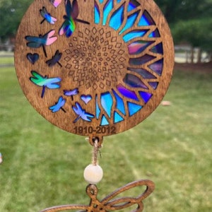 Sun Catcher Dragonfly Sunflower Memorial Anniversary Birthday Christmas ...