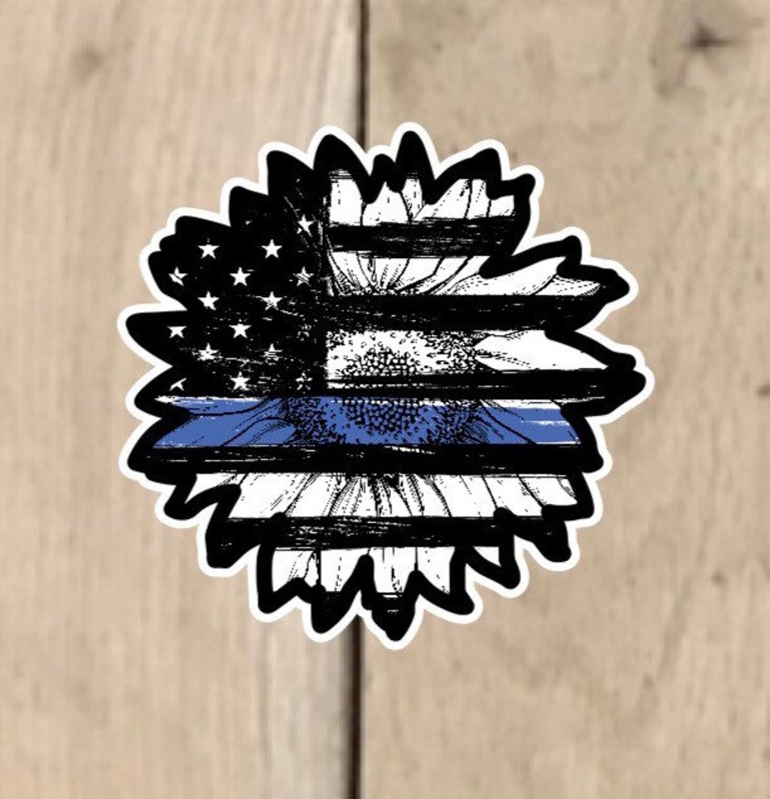 Police Blue Line Support Sunflower Waterproof Decal - Etsy