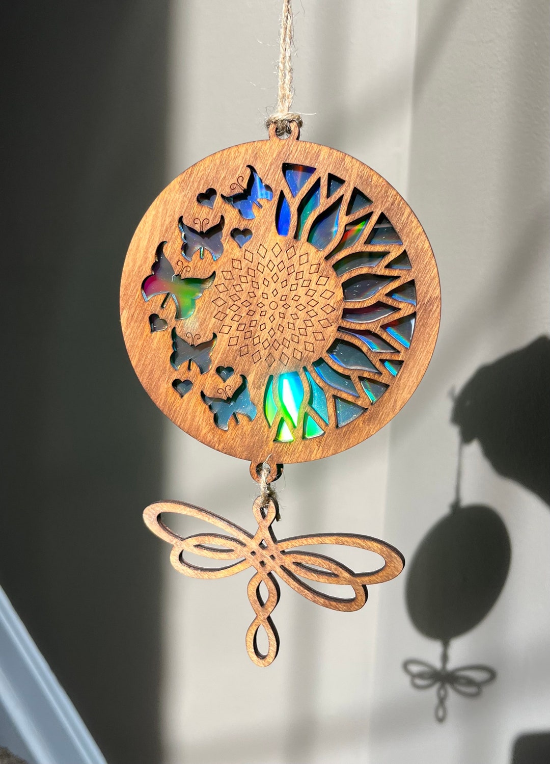 Sun Catcher Butterfly Sunflower Memorial Anniversary Birthday Christmas ...