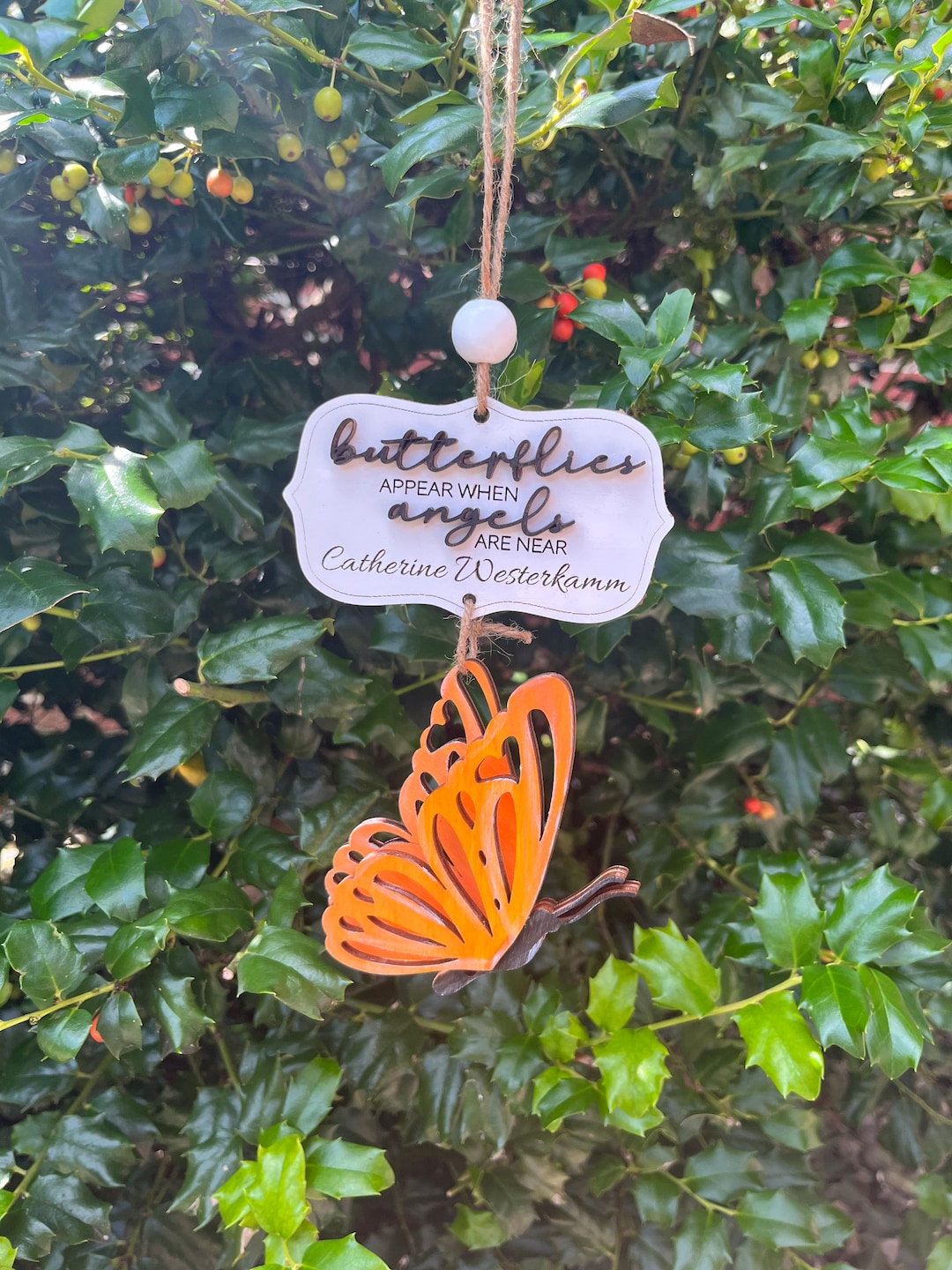Butterfly Memorial Personalized Wood Engraved Ornament Christmas Tree ...