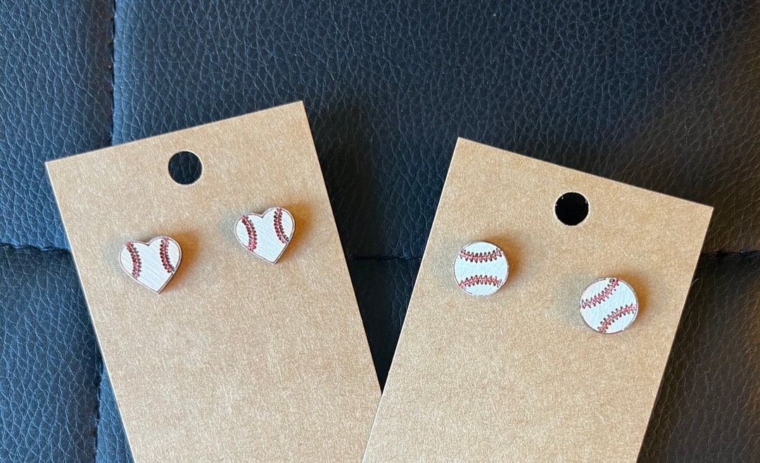 Baseball Wood Stud Earrings Baseball Mom Team Gift Baseball Earrings ...