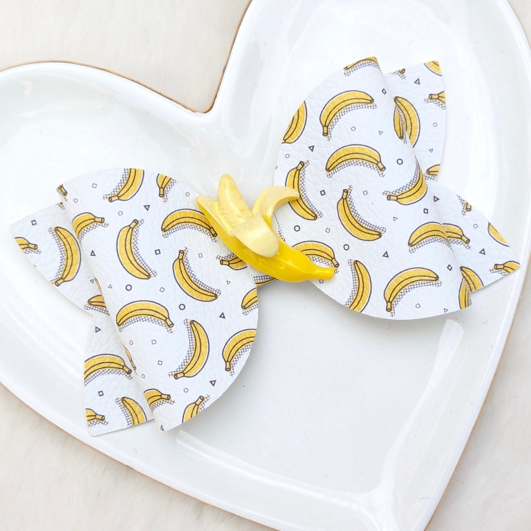 YELLOW BANANA PEEL Bow, Tropical Plantain Bunch Hair Clip, Jungle Fruit ...