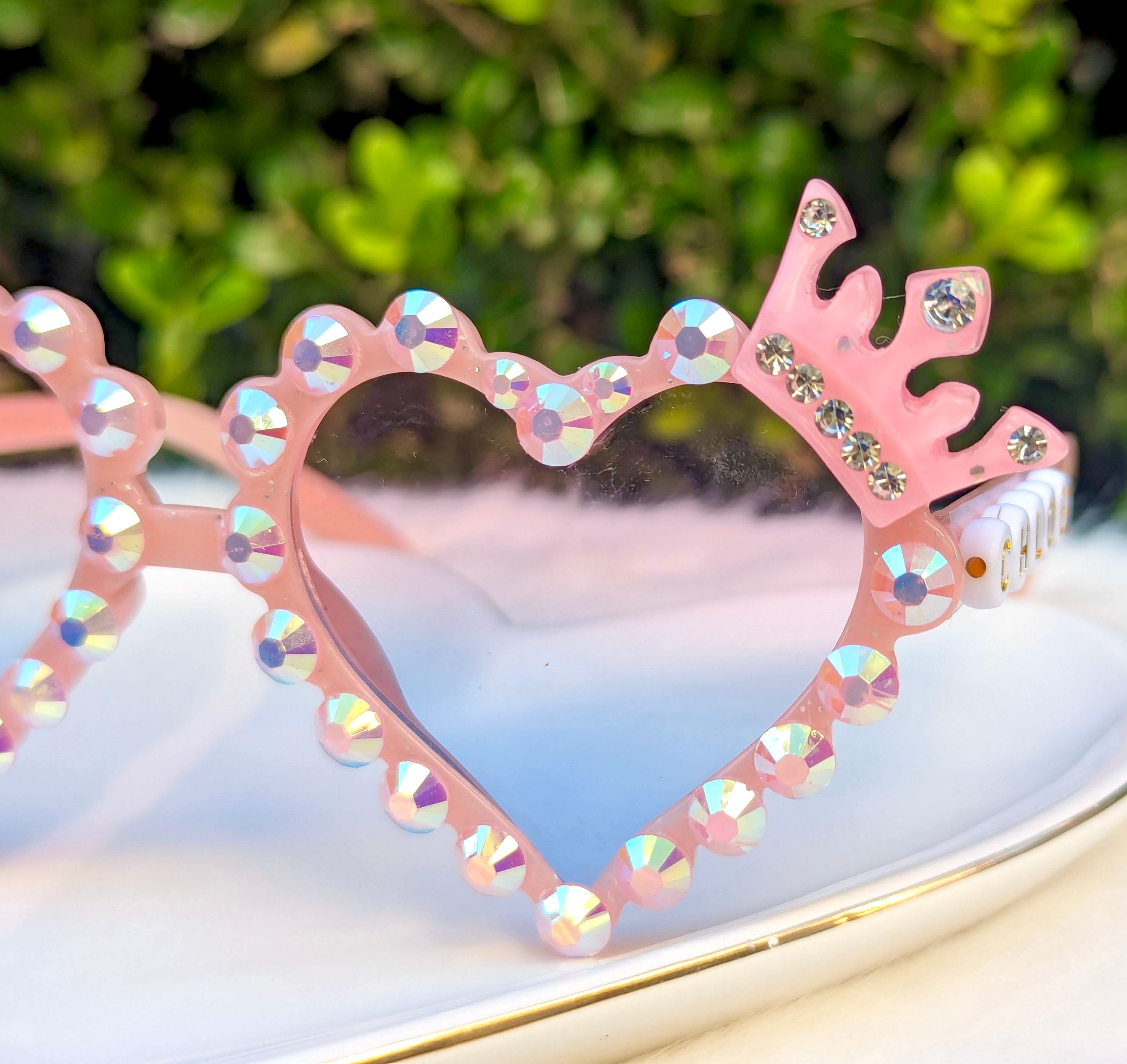 PINK PRINCESS CROWN Sunglasses, Light Pastel Girl Sunnies, Rhinestone ...