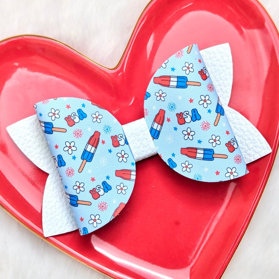 RED WHITE BLUE Popsicle Bow, Rocket Bomb Pop Hair Clip, 4th of July ...