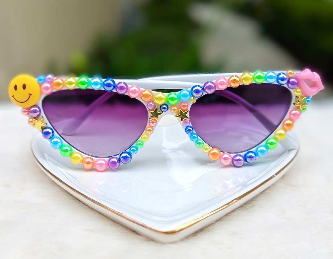 RAINBOW PRIDE SUNGLASSES, Neon Festival Rave Personalized Adult Eyewear ...