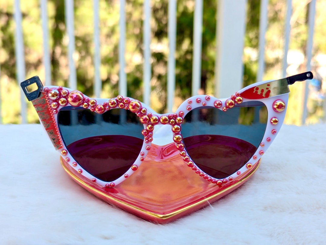 RED BLOODY KNIFE Sunglasses, Gory Blood Drop Saw Personalized Adult ...