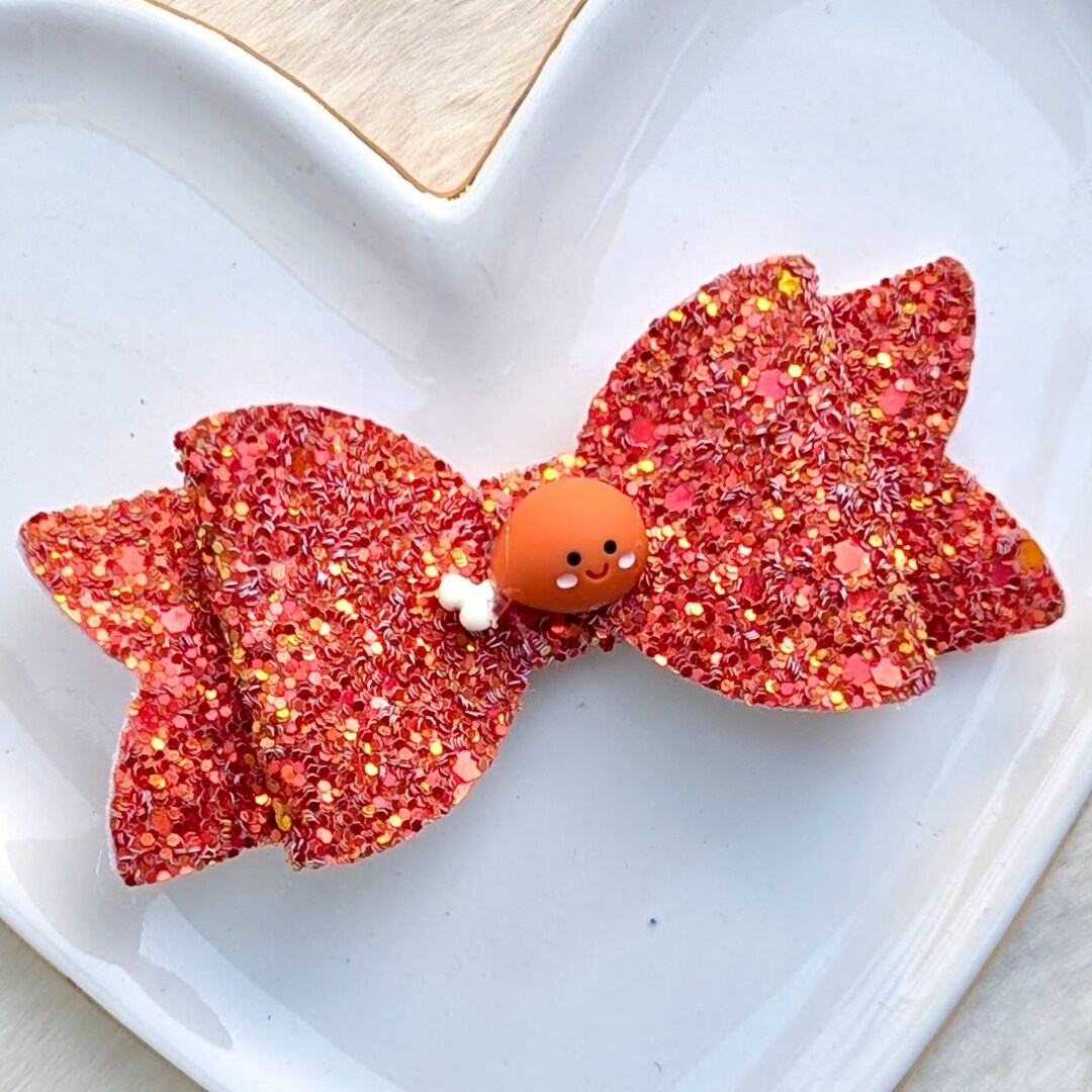 FRIED CHICKEN DRUMSTICK Glitter Bow, Little Turkey Leg Hair Clip ...