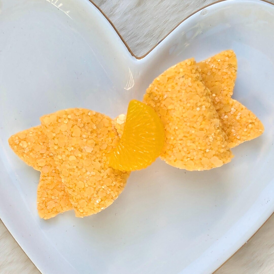 ORANGE CLEMENTINE CUTIE Glitter Bow, Juicy Little Mandarin Slice Hair ...