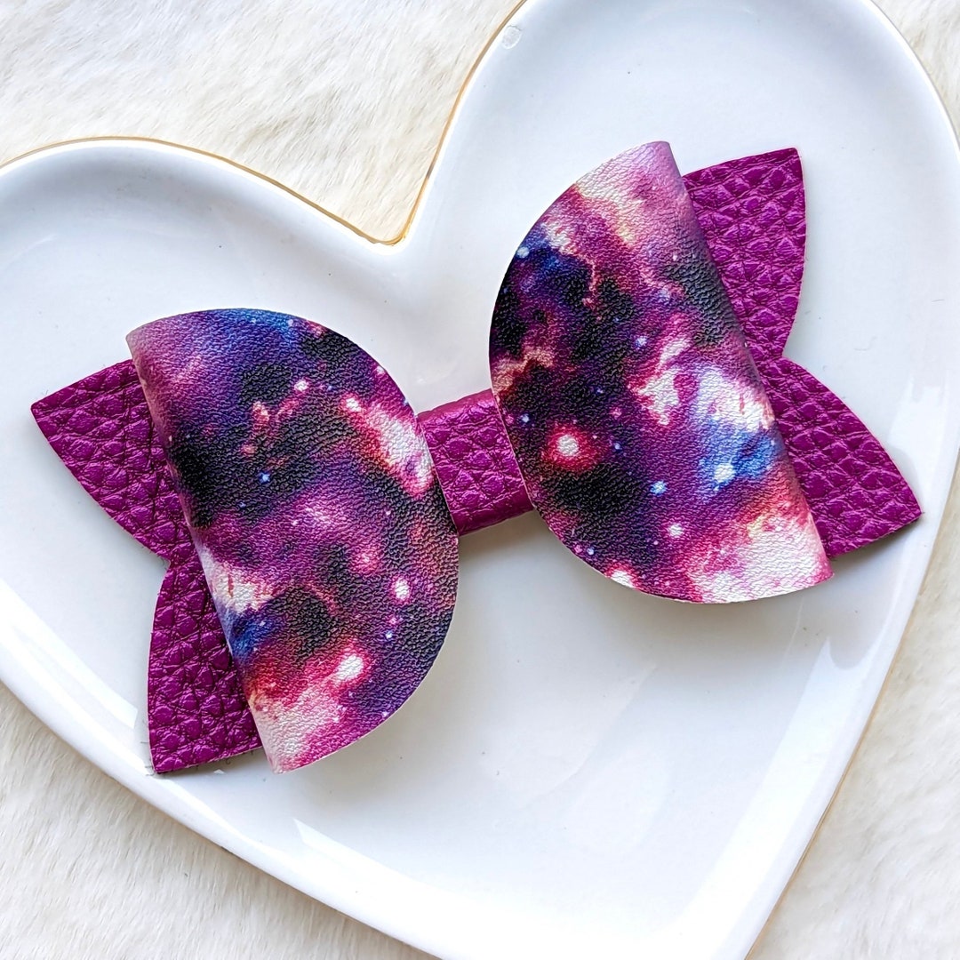 OUTER SPACE GALAXY Bow, Fuchsia Pink Nebula Hair Clip, Purple ...