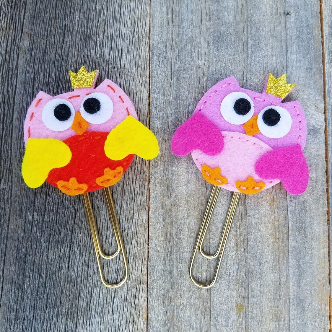 PINK OWL PAPER Clips Yellow Owl Planner Bookmark Woodland - Etsy