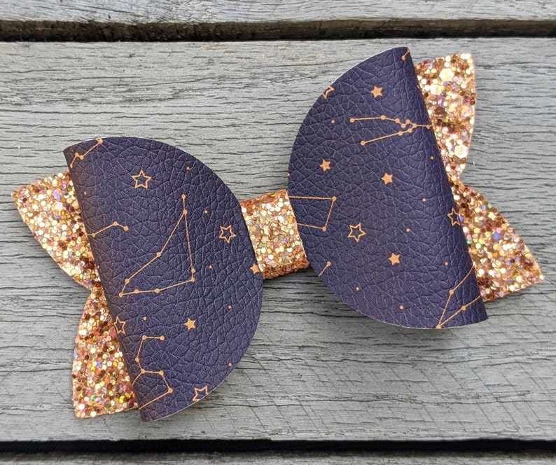 CONSTELLATION OUTER SPACE Bow Zodiac Chart Hair Clip Navy - Etsy