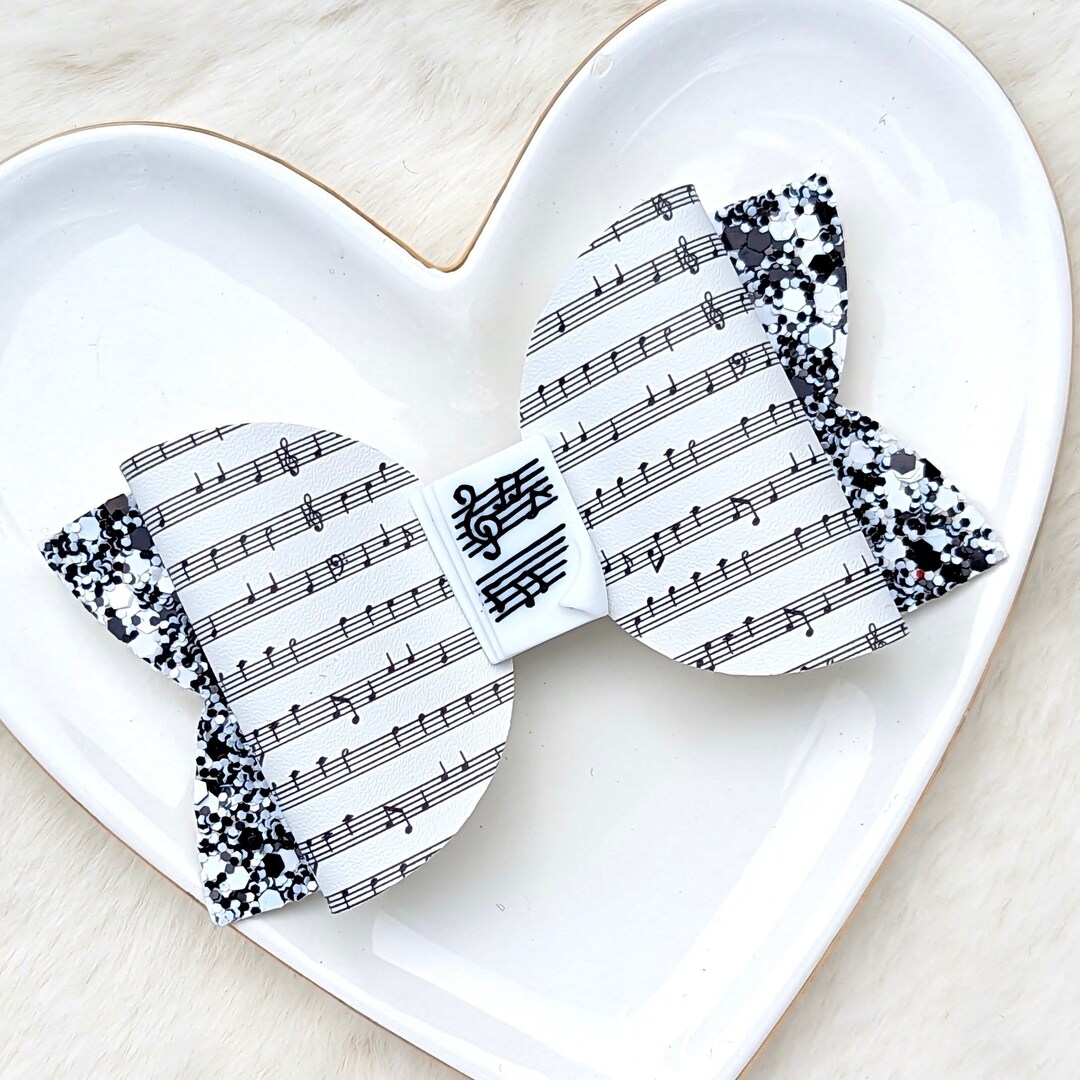SHEET MUSIC BOW, Musical Note Hair Clip, Classical Treble Clef Barrette ...