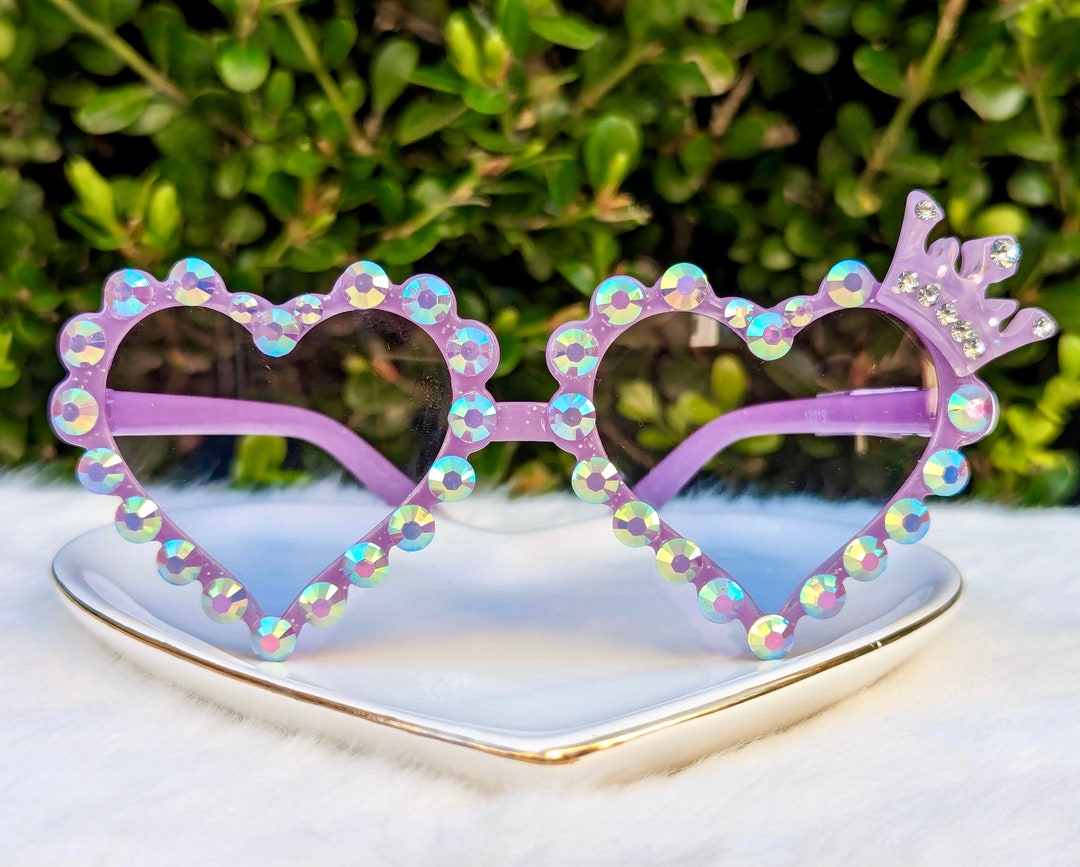 PURPLE PRINCESS CROWN Sunglasses, Light Pastel Girl Sunnies, Rhinestone ...
