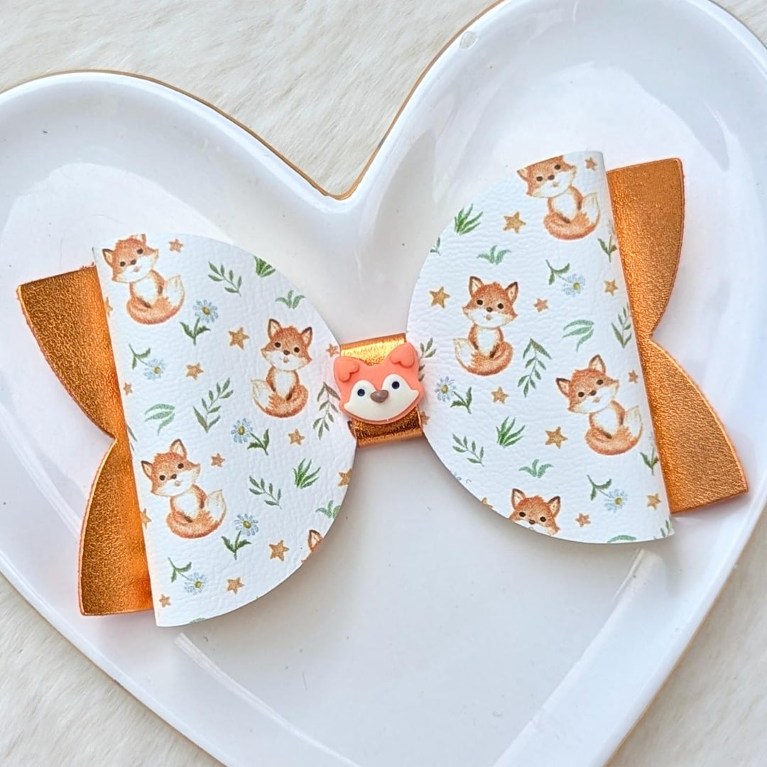 CUTE ORANGE FOX Fur Bow, Red Wild Woodland Animal Hair Clip, White ...
