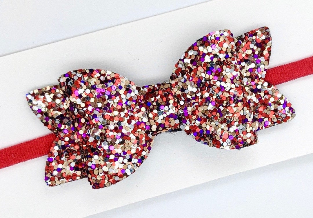 RED GOLD PURPLE Glitter Bow Holiday Classic Multi-color Hair - Etsy