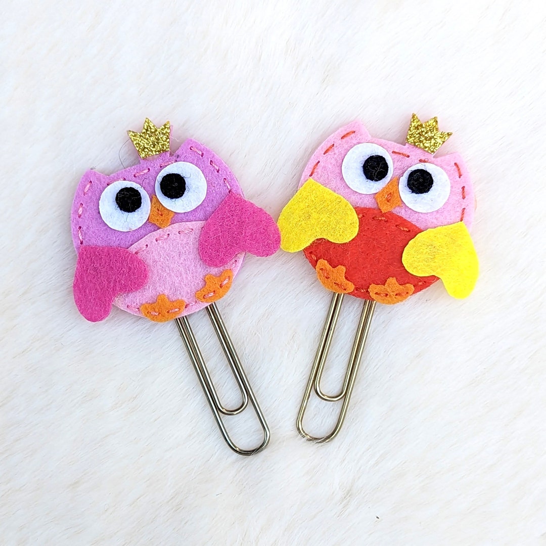 PINK OWL PAPER Clips Yellow Owl Planner Bookmark Woodland - Etsy