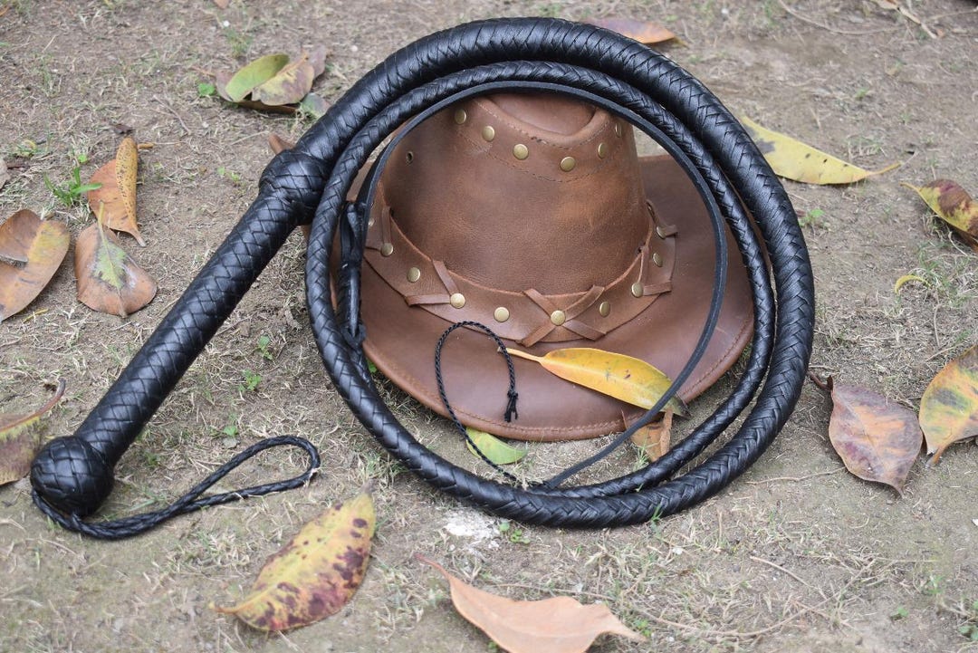 Real Leather Whip 8ft Length Whip Cow Hide Whip Professional Cracking ...