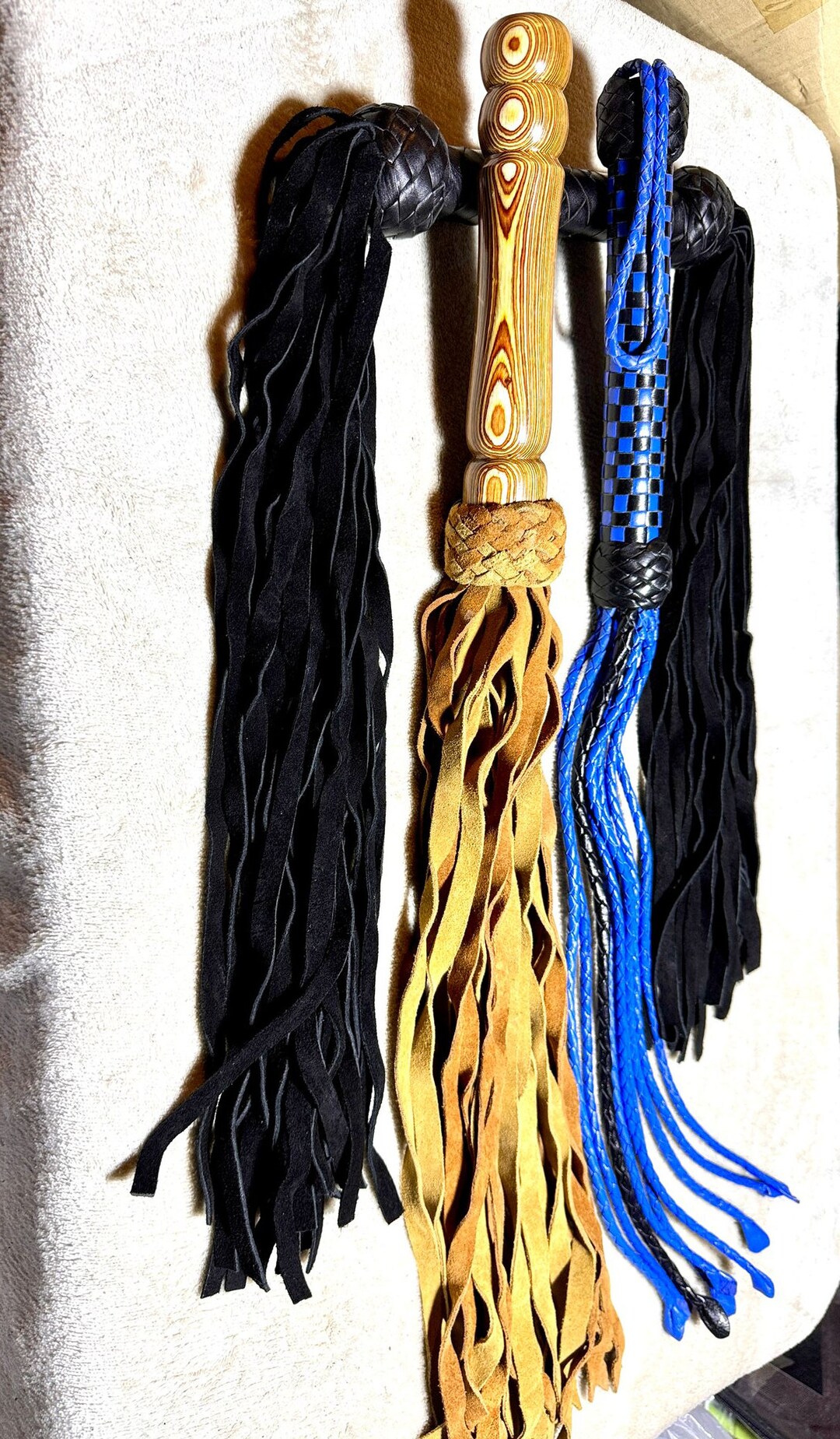 Set Real Leather Floggers Blue Flogger Brown Black Flogger Flogger Whip ...