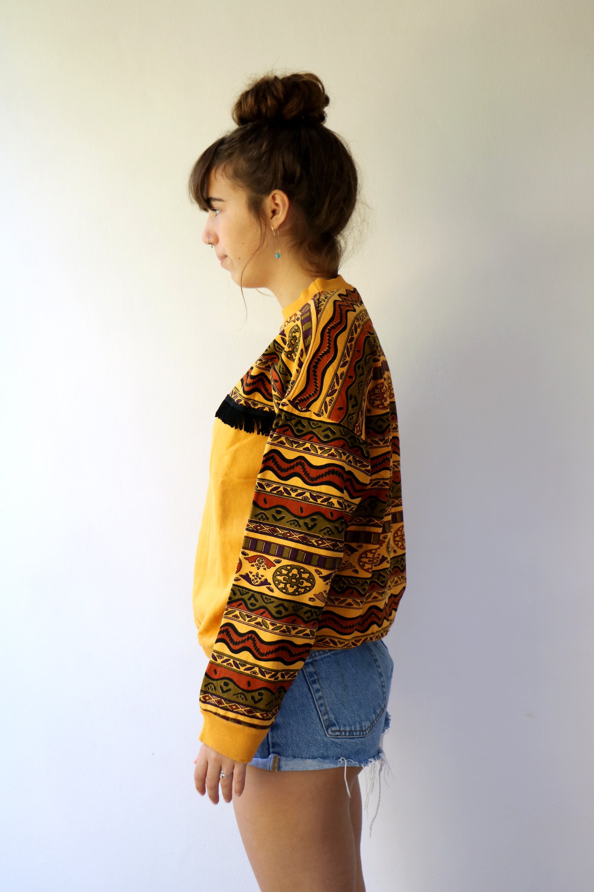 Abstract Fringe Sweatshirt Vintage 80s Boho Hippy Geometric - Etsy
