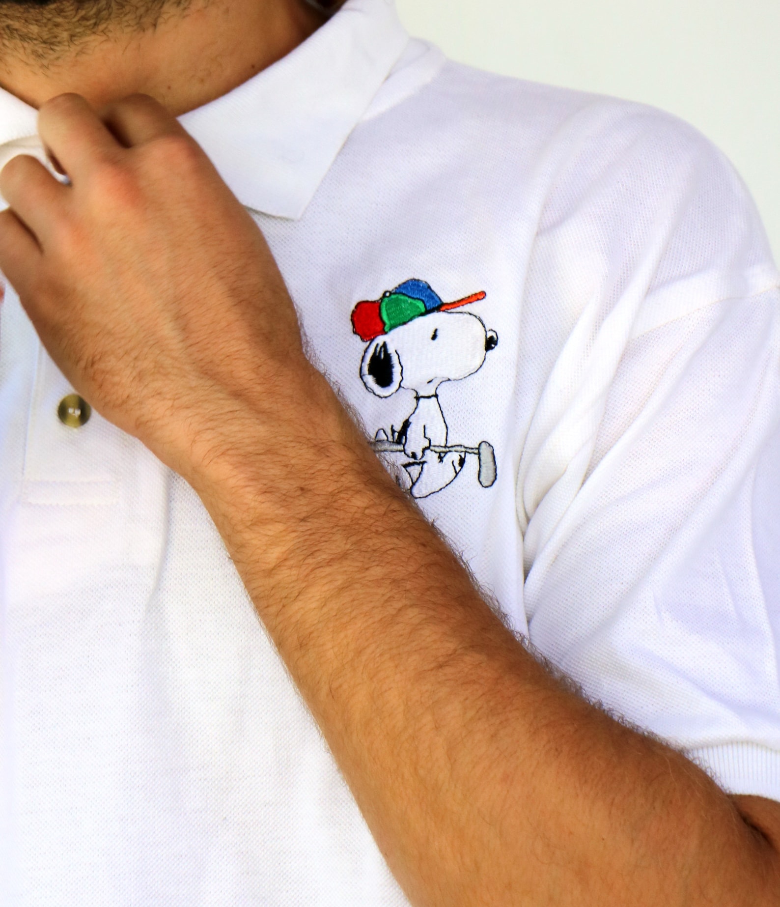 Snoopy Peanuts Golf Polo Shirt, Vintage 90s Boho Hippy White ...