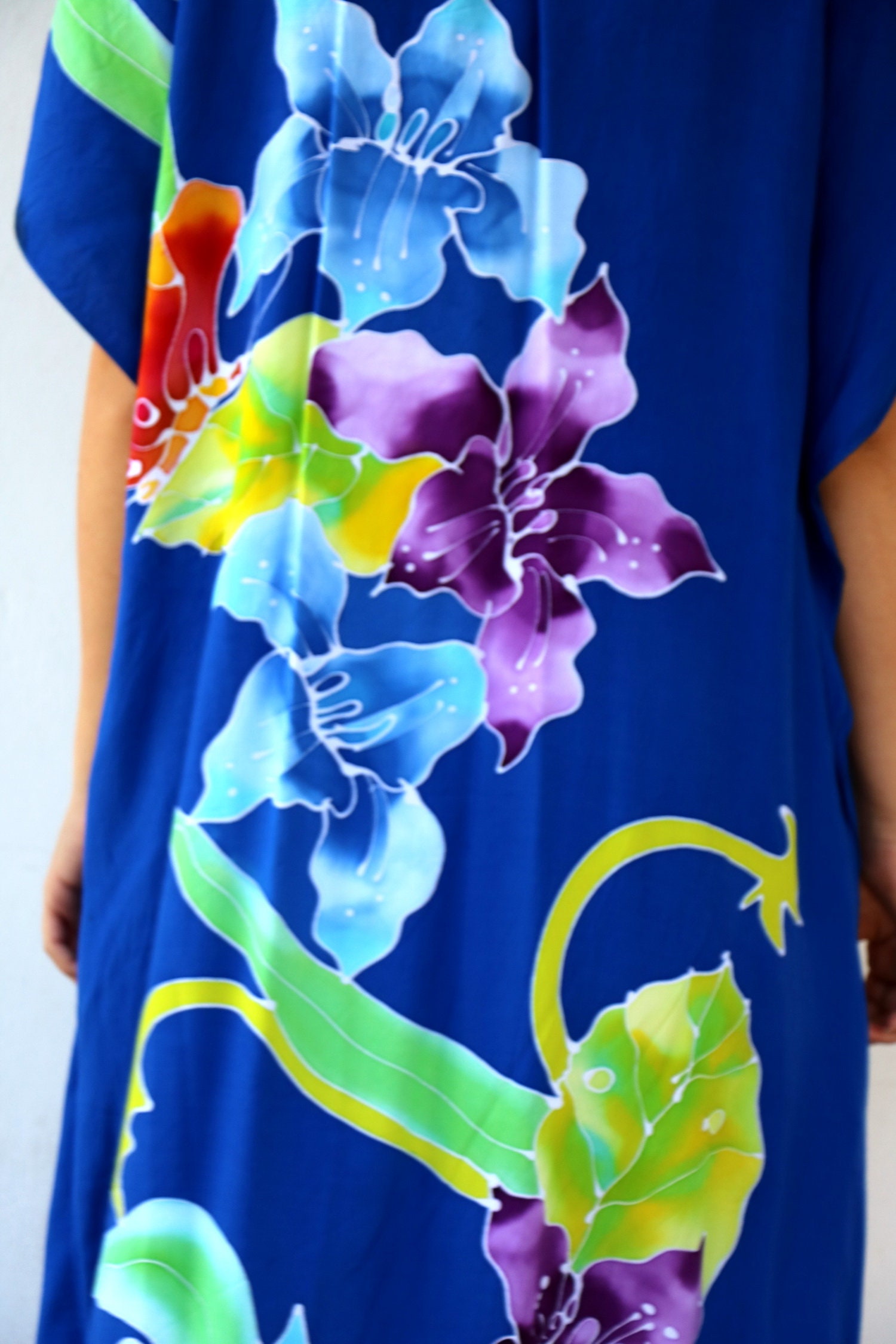 Tropical Dress Vintage Boho 70s 80s Hawaiian Blue Floral - Etsy Israel