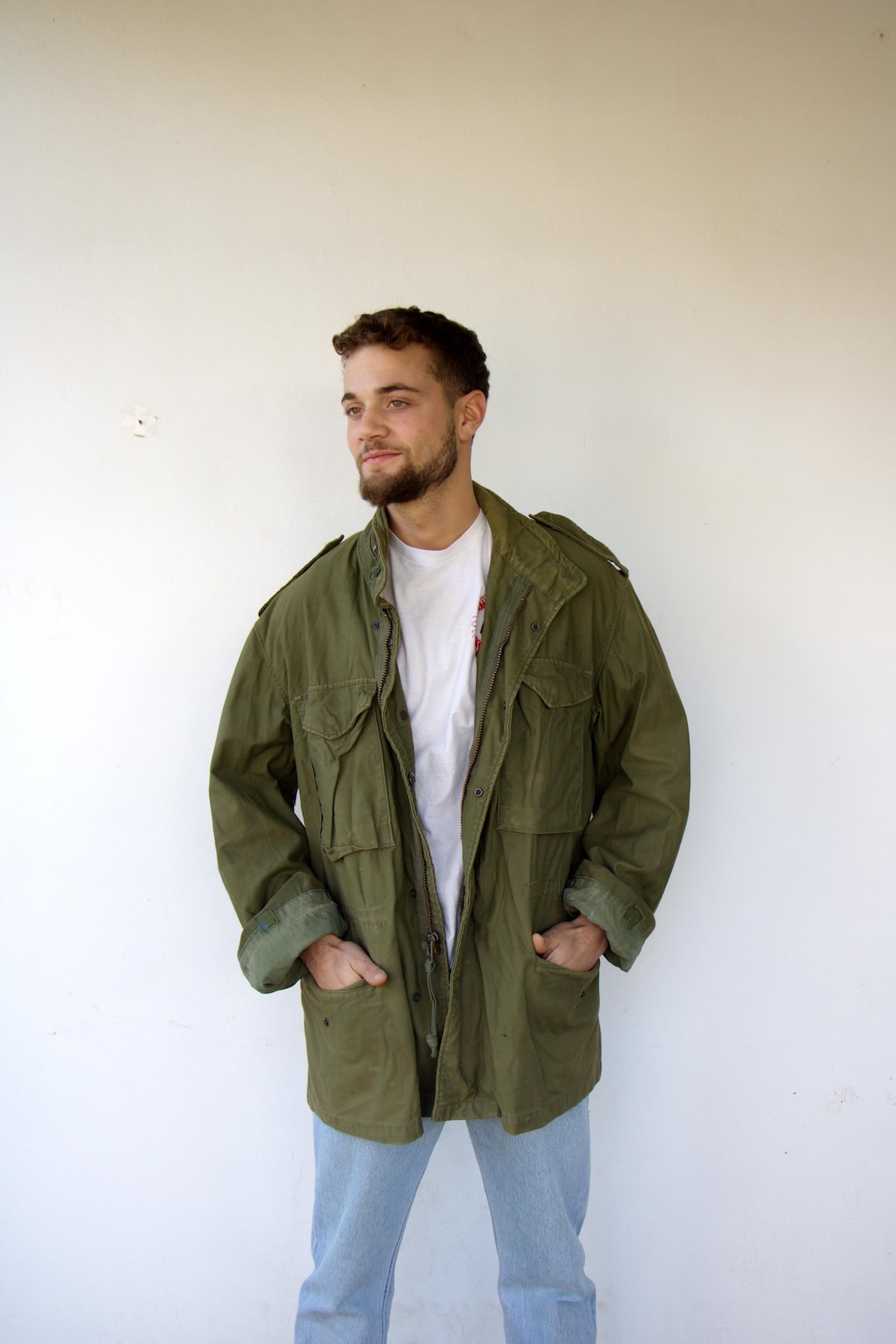 Vintage 70s US Army M65 Field Jacket, Olive Green Military Field Coat ...