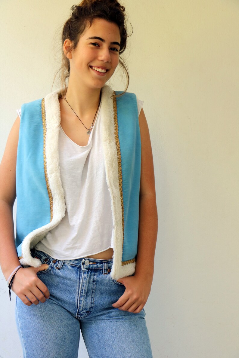 70's Vest Vintage 1970s Boho Hippy Blue Suede Faux Vest - Etsy