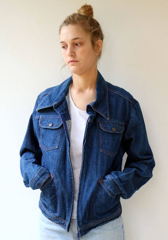 Vintage Denim Jacket, 1970's Boho Blue Denim Jean Jea… - Gem