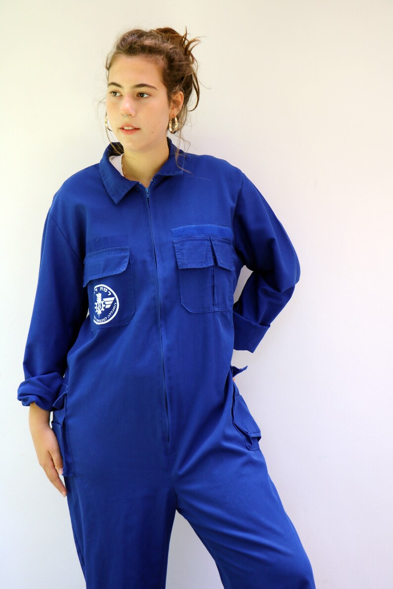 Flight School Chore Coveralls, Vintage 80s Blue Jumpsuit Dungarees ...