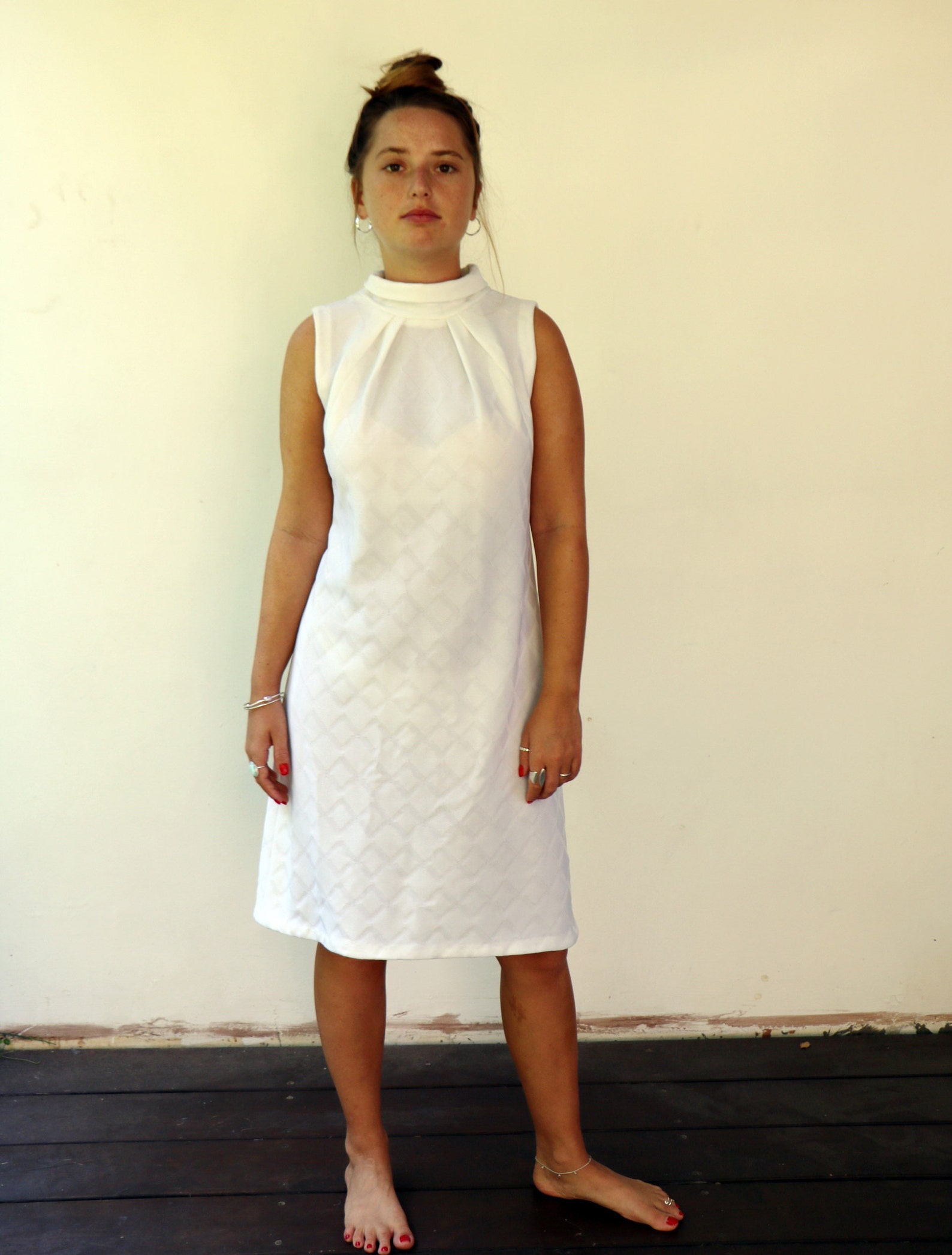 White Shift Dress Vintage 60s Mod Ivory Mock Turtleneck - Etsy
