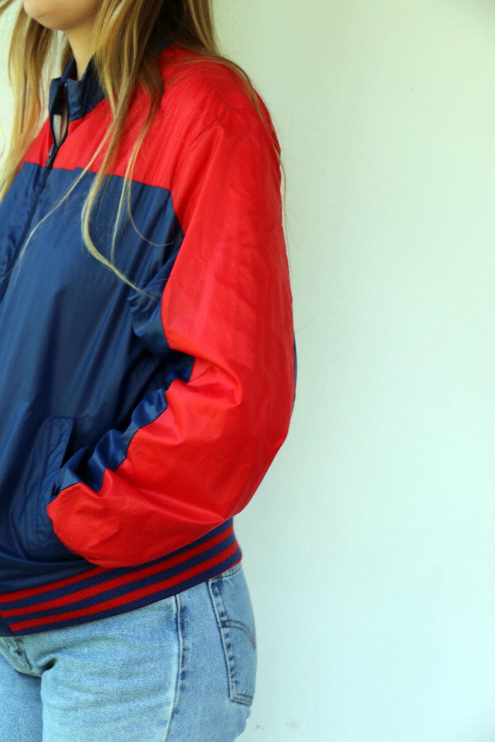 Vintage 80s Colorblock Ski Jacket, Red Blue Bomber Windbreaker Unisex ...
