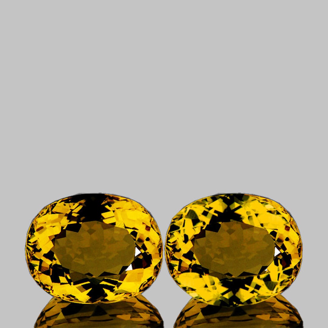 12x10 Mm 2 Pcs Oval AAA Fire Natural Intense Golden Yellow Citrine ...