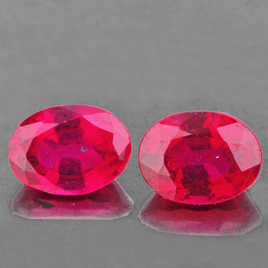 Natural Red Ruby Oval 7x5 Mm 2 Pieces , Natural Loose Gemstones for ...