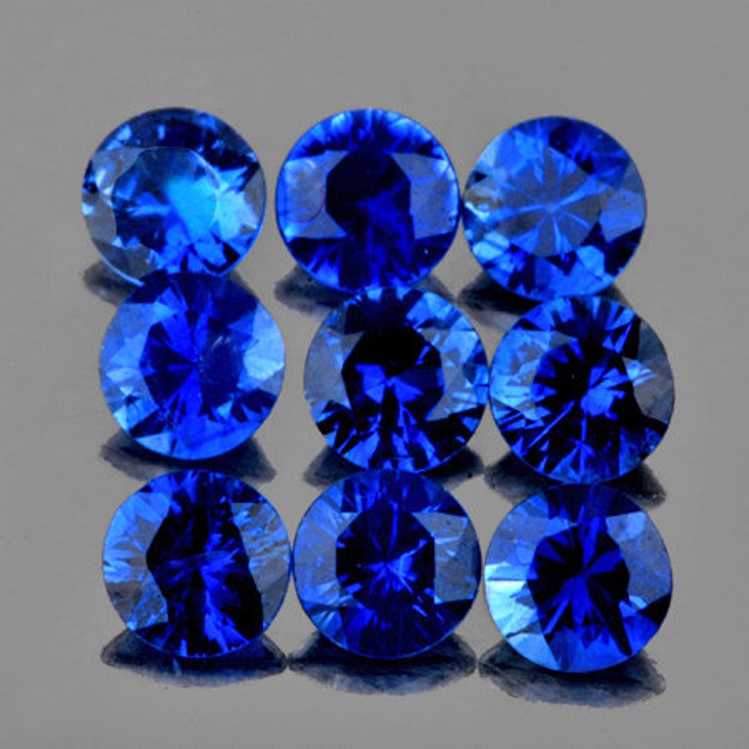 3.00 Mm 9 Pcs Round Brilliant Cut AAA Fire Natural Royal Blue Sapphire ...