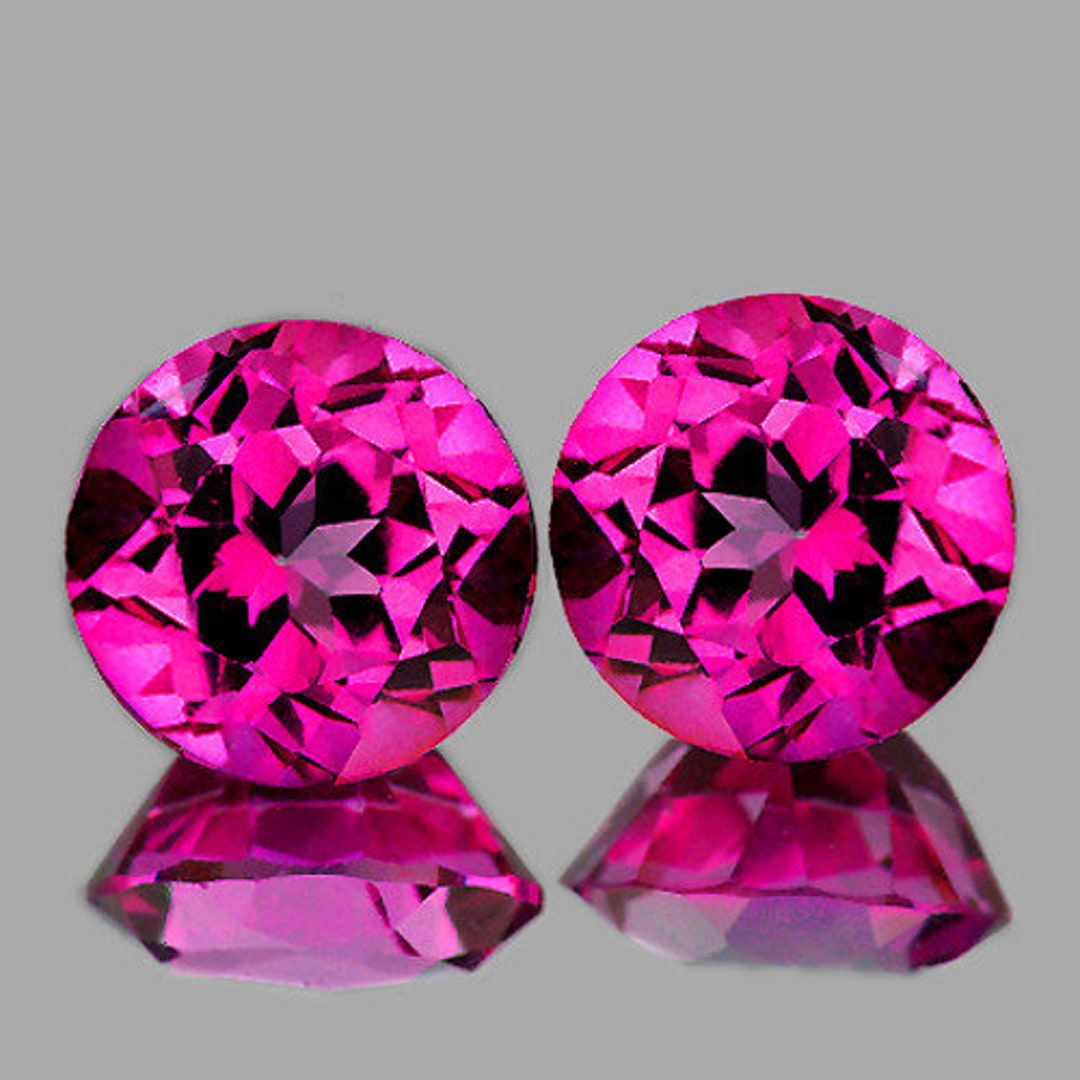 6.50 Mm 2 Pieces Round AAA Fire Natural Hot Pink Topaz (flawless-vvs ...