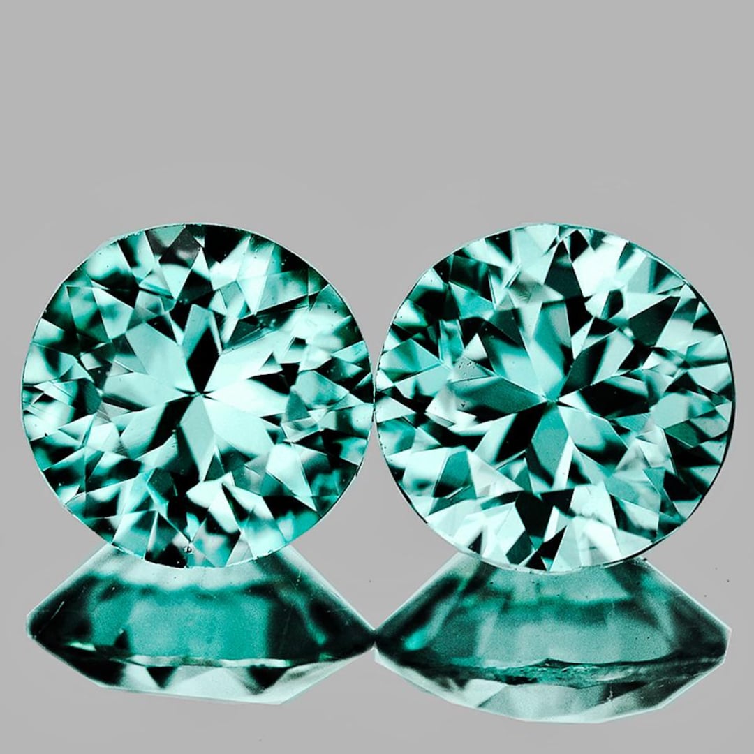 5.00 Mm 2 Pieces Round Brilliant Cut Extreme Brilliancy Natural Paraiba ...