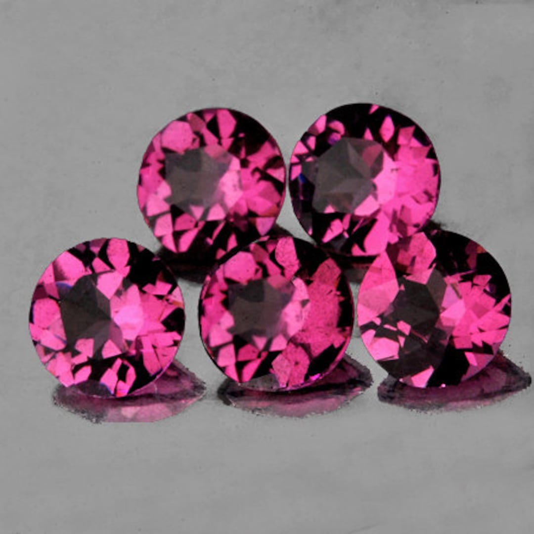 4.50 Mm 5 Pieces Round AAA Fire Natural Raspberry Pink Purple Rhodolite ...