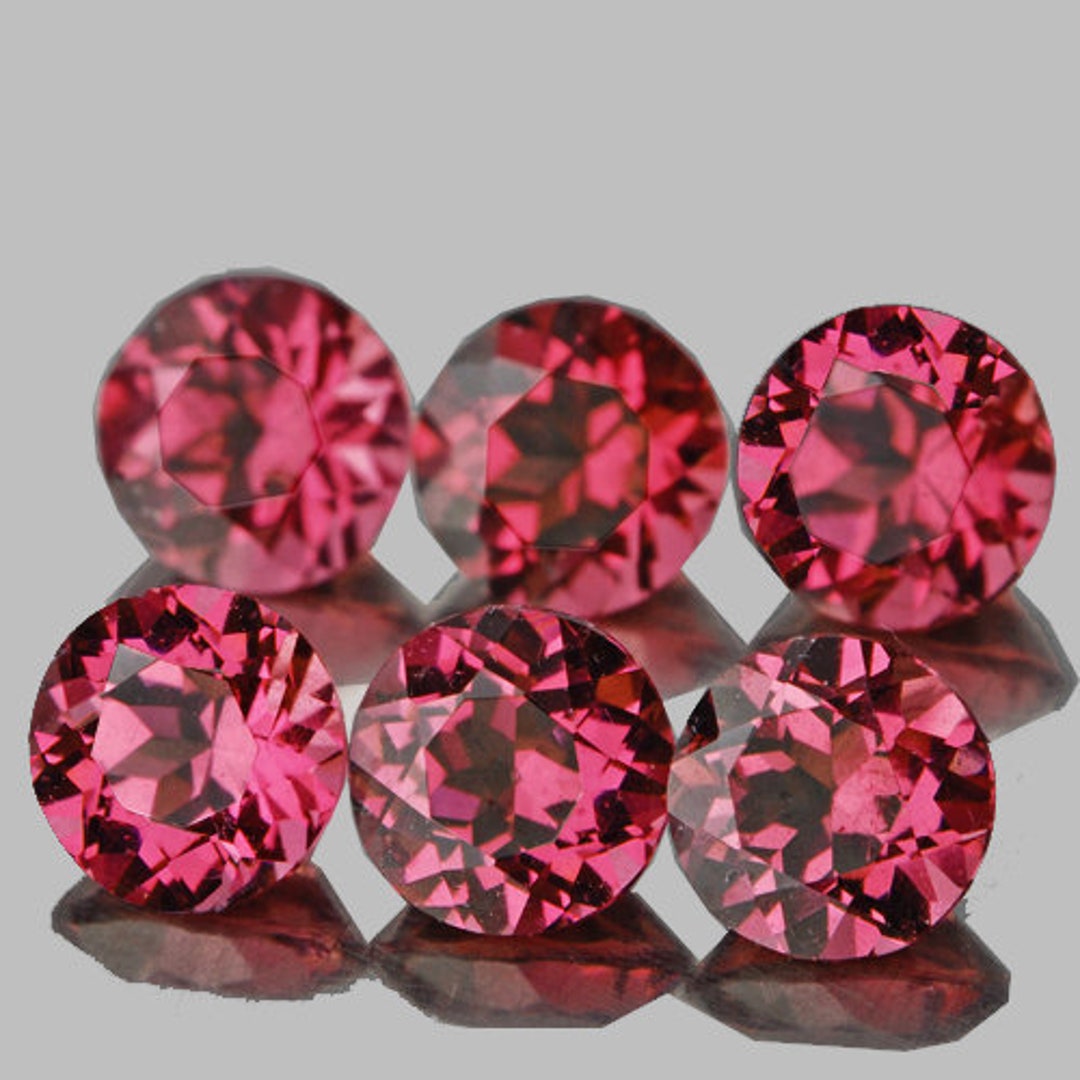 4.30 Mm 6 Pieces Round AAA Fire Natural Raspberry Orange Pink Rhodolite ...