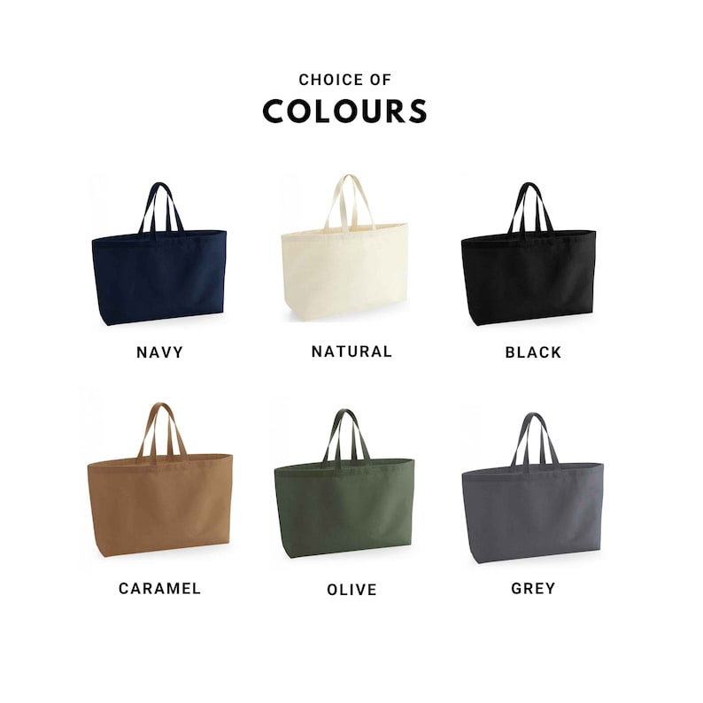 Custom Text Oversized Canvas Tote Bag: Large Shopper, Weekend Bag ...